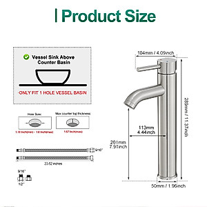 VOTON Vessel Sink Faucet Chrome Modern Tall Bathroom Faucets Single Handle One Hole Rv Vanity Lavatory Bathroom Sink Faucet