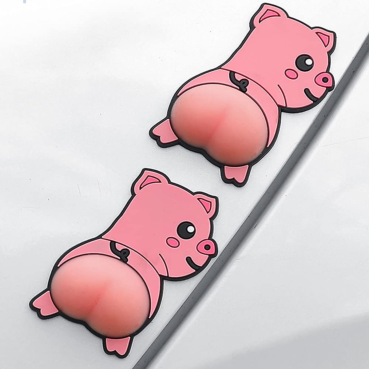 HALUOGUAI 1 Pair 3D Cartoon Animal Butt Shaped Flexible Silicone Fridge Door Stops,Self Adhesive Decorative Wall Protector,Pink Peach Shaped Waterproof Toilet Lid Bumper Pad (Pig)