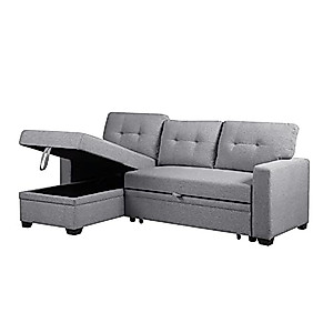 YOPTO L-Shape Sleeper Sectional Sofa-Abolished, 82 x 53 x 34.5 in, Dark Gray