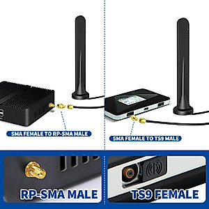 Bingfu Cellular 4G LTE SMA TS9 5dBi Antenna 2 Pack with Magnetic Base 9.84ft Cable Compatible with 4G LTE Wireless Router Modem Hotspot Cellular Gateway Industrial IoT Router Mobile