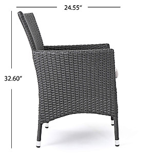 Christopher Knight Home 346205 Malta Clementine Outdoor Wicker Dining Chairs (Set of 2), 2-Pcs Set, Grey