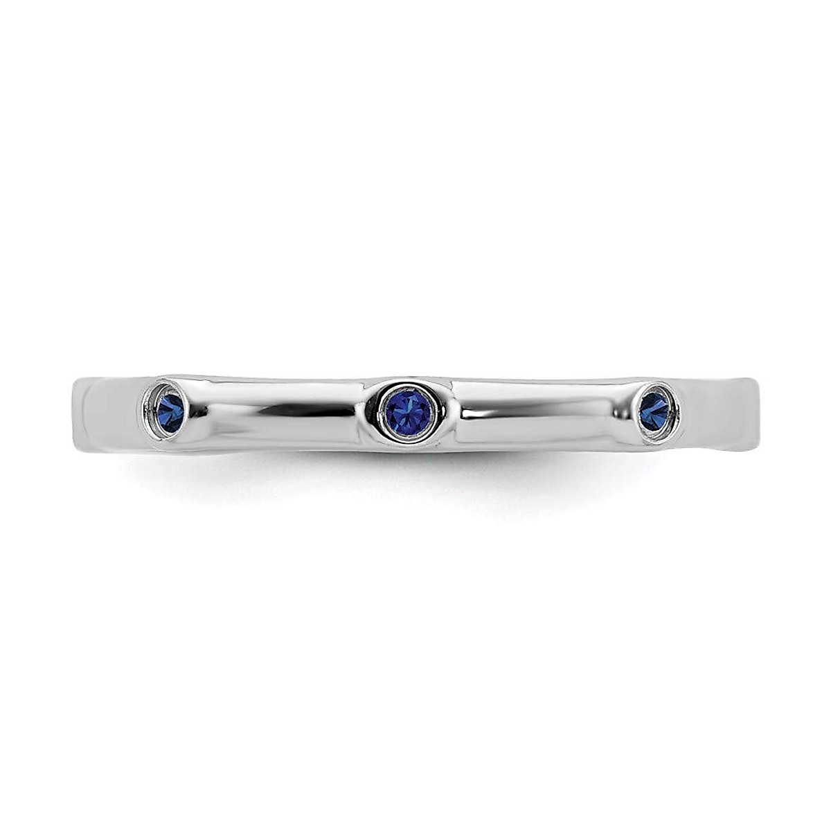 Solid 925 Sterling Silver Stackable Created Sapphire Blue September Gemstone Ring Eternity Band Size 7