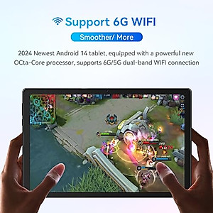 HiGrace Tablet 10 inch, Android 14 Go Octa core Tablet with 10GB+128GB/1 TB Expansion, WiFi 6G, 5MP+8MP Camera, 5000mAh, Split-Screen, Widevine L1, 10 inch Tablet PC - Black