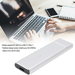 M.2 NVME SSD Chassis, 6Gbps Speed, Tool Less Design, USB3.1 to NVME PCIE, Aluminum Housing, M Key Type C Interface for 2230/2242/2260/2280 SSD