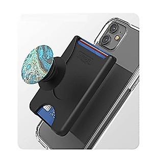 Encased Cell Phone Wallet, 4 Card System (Compatible with Circular Grip) Securely Holds IDs Business and Credit Cards - HardCard Reusable Adhesive Stick On Holder (Matte Black)