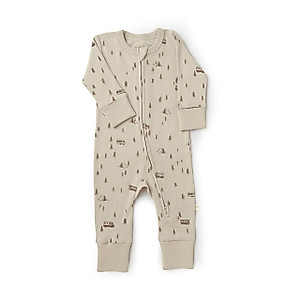 MakeMake Organics GOTS Organic Cotton Baby 2-Way Zip Romper Footies Infant Boys Girls Gender Neutral (Olive Dots, 12-18M)