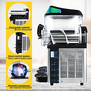REEGIN-TECH Commercial Slushy Machine 110V/60HZ, Margarita Machine Granita Frozen Beverage Machine Slushie Maker Juice Beer Syrup Cocktail for Bar Buffet Cafe Restaurant Party (3 Tanks 9.6 Gallons)