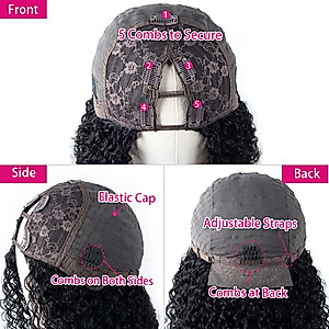 Ainmeys Curly V Part Wigs Brazilian Kinky Curly Human Hair Wigs for Black Women V Shape Wigs No Leave Out Lace Front Wigs Upgrade U Part Wigs Glueless Full Head Clip In Half Wigs(16IN 180% Density)