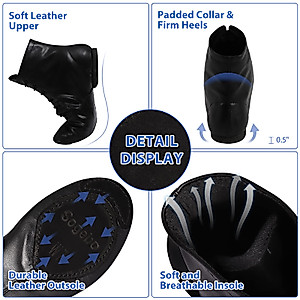 Jazz dance boots Split Sole for Women and Men's Leather Dancing shoes, Black (8W / 7M)