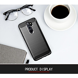 EUAGVQY for Xiaomi Redmi Note 8 Pro Case Carbon Fiber Soft TPU Anti-Slip Durable Lightweight Protective Phone Cover for Redmi Note 8 Pro,Black