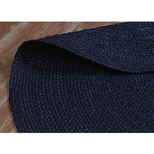 CASAVANI Collection Circle Area Rug - 3 Ft' Round Black Natural Jute Mat Geometric Kilim Rug Indoor Outdoor Use Mat Flatweave Rugs for Bedroom Bedside Round Dining Table Mat Hall