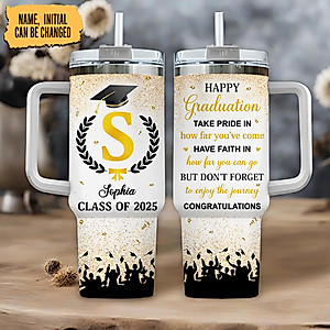 Hyturtle Personalized Graduation Tumbler Class Of 2025 - Graduation Gifts For Her - Best Congrats Grad Gifts For College High School Masters Degree - Custom Tumbler 40oz Stainless Steel Coffee Cup