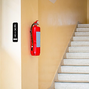 6pcs Vertical Exit Sign with Braille, 7.9x2 Inch Exit Signs for Business Ada with Installation Adhesive Raised Letters ADA Exit Sign for Indoor Outdoor Use