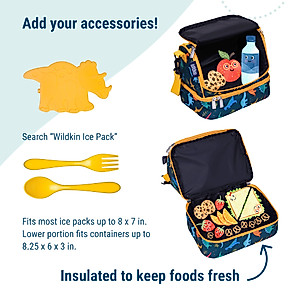 Wildkin Two Compartment Insulated Lunch Bag for Kids – School & Travel Ready - Jurassic Dinosaurs