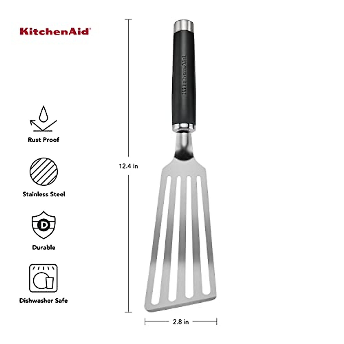 KitchenAid Gourmet Stainless Steel Flex Turner, One Size, Black