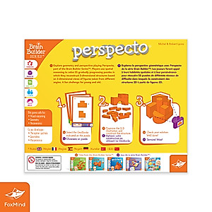 FoxMind Games: Perspecto Spatial Logic and Visualization Game, Smart Building with Perspective, 55 Smart Puzzles to Work Through, 6 Levels of Complexity, Develops STEM Skills, 1+ Players, For Ages 8+