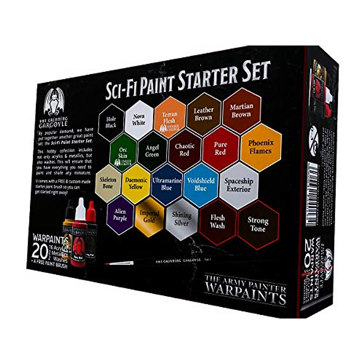 Grinning Gargoyle - Sci-Fi Paint Set - Acrylic Paints for Miniatures - 20x Assorted 18ml Colours with a Paint Brush - Army Painter Warpaints for Painting Space Marine and Aliens Figures (Starter)