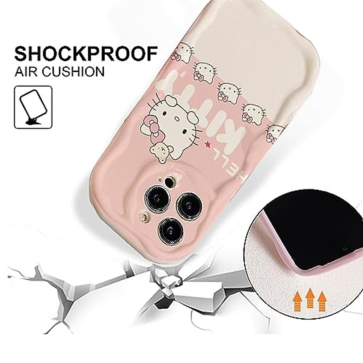 Cartoon Case for iPhone 14 Pro Case, Cute Funny Kawaii Kitty Cat Animal Character Phone Case 3D Cover Silicone Phone Case for Kids Girls and Womens