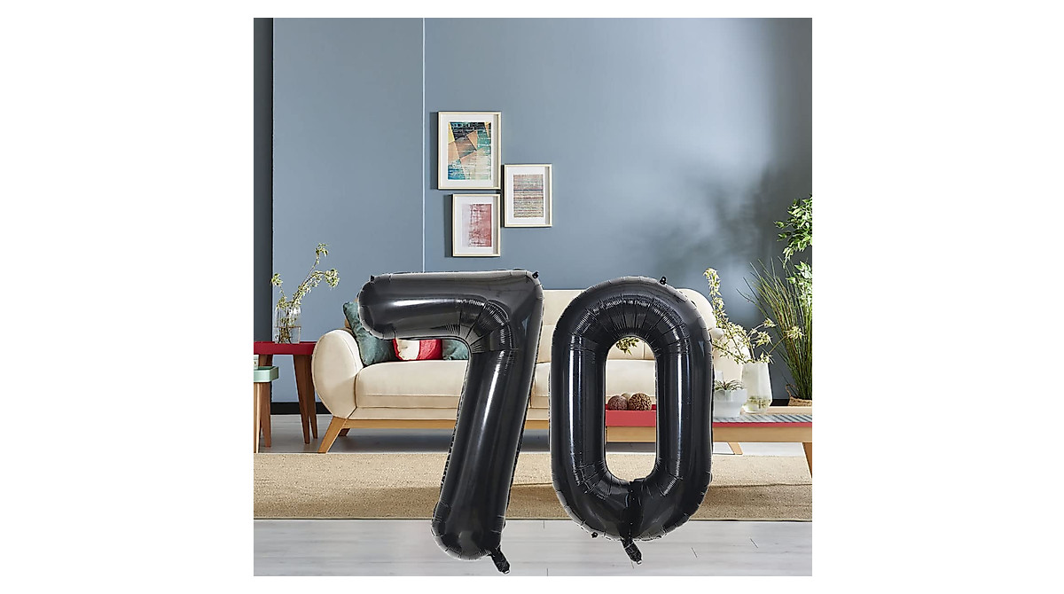Celebrate 70 with Stylish 32-Inch Black Balloons