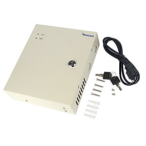Xenocam 18 Channel 12 Volt DC Output CCTV Distributed Power Supply Box for Security Camera with 18 Pcs. DC Male Pigtail