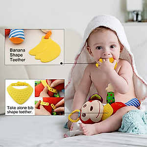 MARUMINE Baby Crib Stroller Hanging Rattle Toy with Teether, Car Seat Toys for 0-12 Months Infant (Monkey)