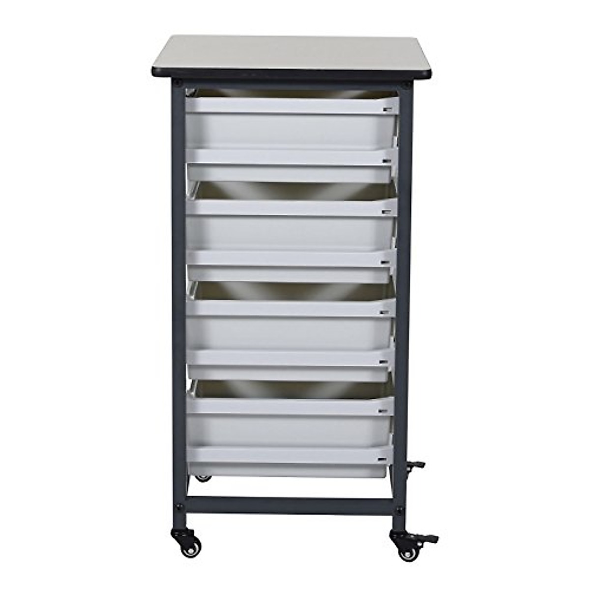 LUXOR MBS-SR-4L Mobile Bin System - Single Row Gray 20 L x 17 125 W x 37 5 H