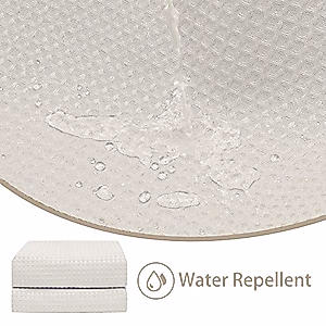 Upgraded Waterproof Shower Curtain for Bathroom with Metal Hooks Waffle Fabric Shower Curtain Heavy Duty Bath Curtain for Wet Room Bathtub Shower Stall, Weighted Hem - 72 x 72 (Cream White)