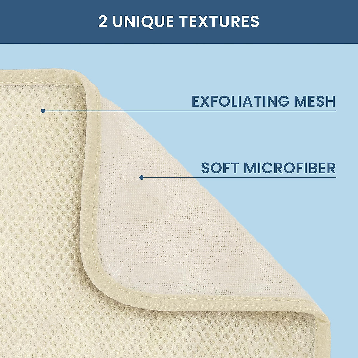 S&T INC. Exfoliating Washcloths, Dual Sided for Face and Body Scrub Towel, 9.9 Inch x 9.9 Inch, Cream, 3 Pack