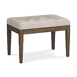 SIMPLIHOME Waverly 28 inch Wide Rectangle Ottoman Bench Natural Tufted Footrest Stool, Linen Look Fabric for Living Room, Bedroom, Traditional