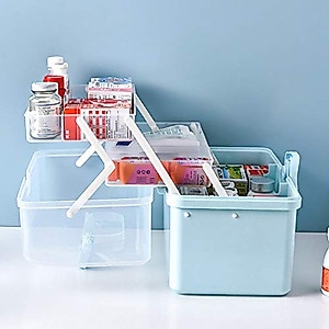 Tofficu Portable Medicine Box Organizer Storage Fold 3- Layer Large Medicine Cabinet Household Medicine Storage Box Medicine Chest Medication Chest Storage Container