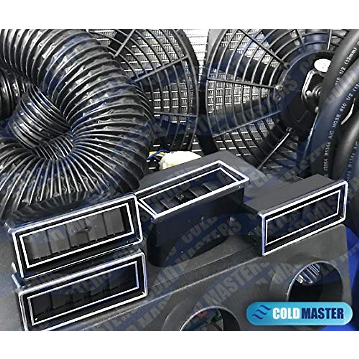 A/C KIT UNIVERSAL UNDER DASH EVAPORATOR HD KIT AIR CONDITIONER 12V 450A-000LR-C CHROME RECTANGULAR LOUVERS