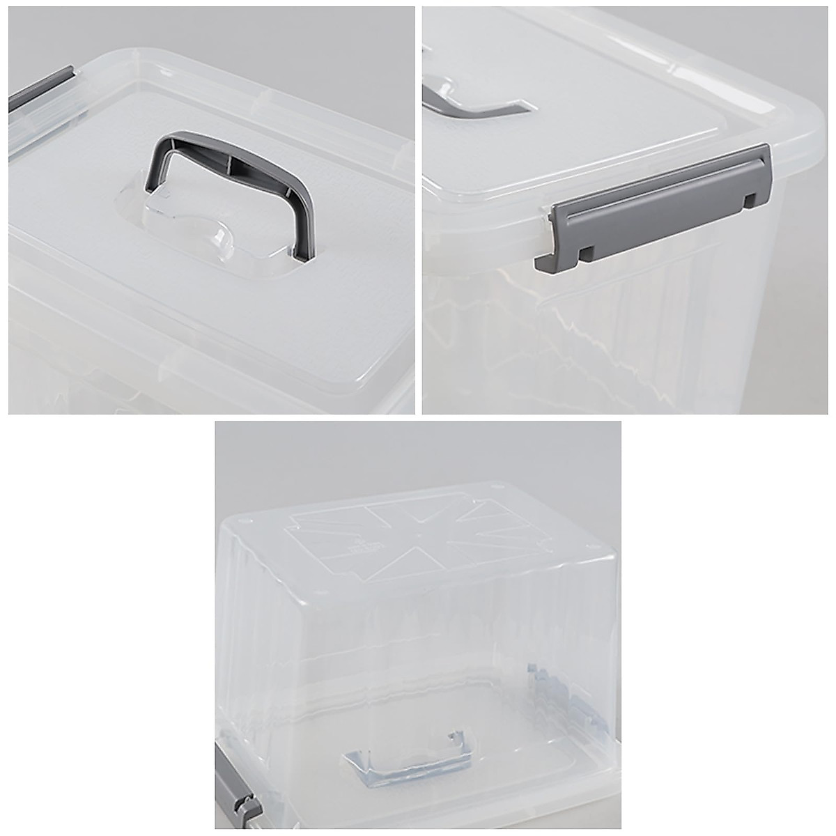 Wakikini 12 Quart Clear plastic latching storage boxes, Plastic Storage Bins with Handles, 6 Packs