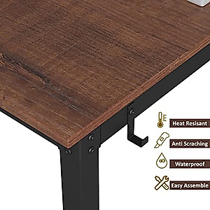 Napnapday 55 inch Computer Desk with Shelves, Desk with Storage Bookshelf Writing Table for Gaming Home Office Bedroom, Mahogany