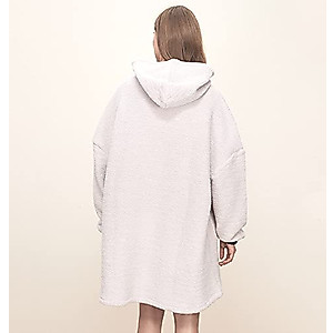 Hafisoe Oversized Wearable Blanket Hoodie,Fleece Sherpa Hooded Blanket Light Microfiber Flannel Sweatshirt Blanket with Pocket for Adult