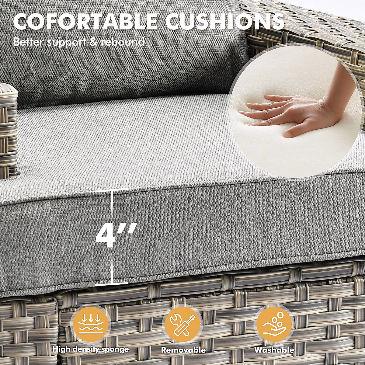 10 Pieces Patio Furniture Set with Fire Pit Table - All Weather Wicker Outdoor Patio Sectional Furniture Sofa Set with Swivel Rocking chairs,Luxury Modern Modular Patio Conversation Set,Dark Grey