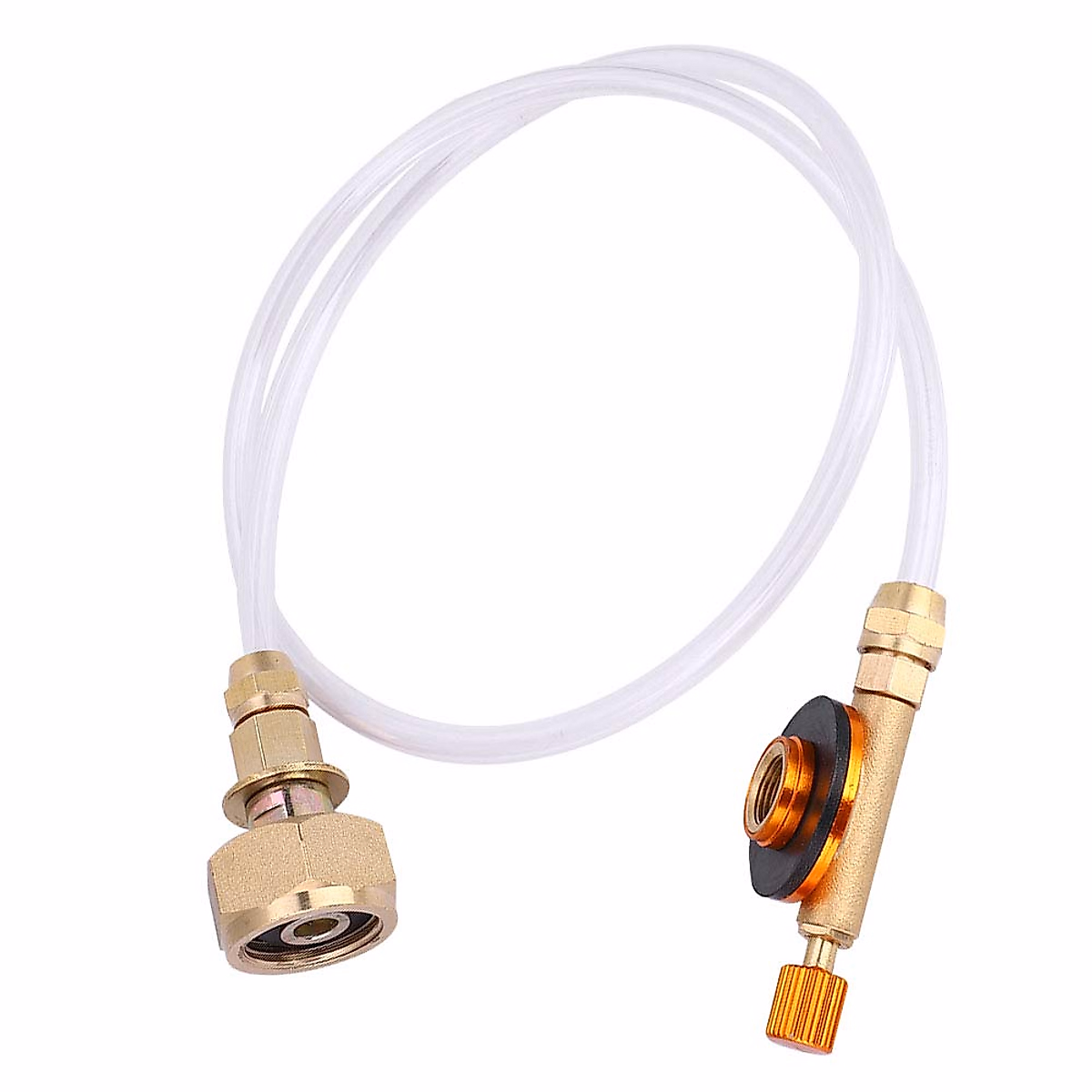 Alomejor Outdoor Camping Furnace Fittings Flat Gas Joint Liquefied Gas Cylinder Inflation Valve with Catheter Picnic Stove Head Gas Converter Refill Adapter