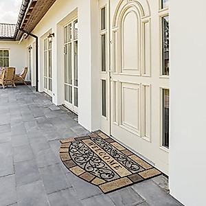 MTOUOCK New Large 36"x24" Heavy Duty Welcome Mat Outdoor with Non-Slip Rubber Backing - Durable Outdoor Door Mat for Front Door Entrance, Garage, Patio & High Traffic Areas - Stone Scroll Design