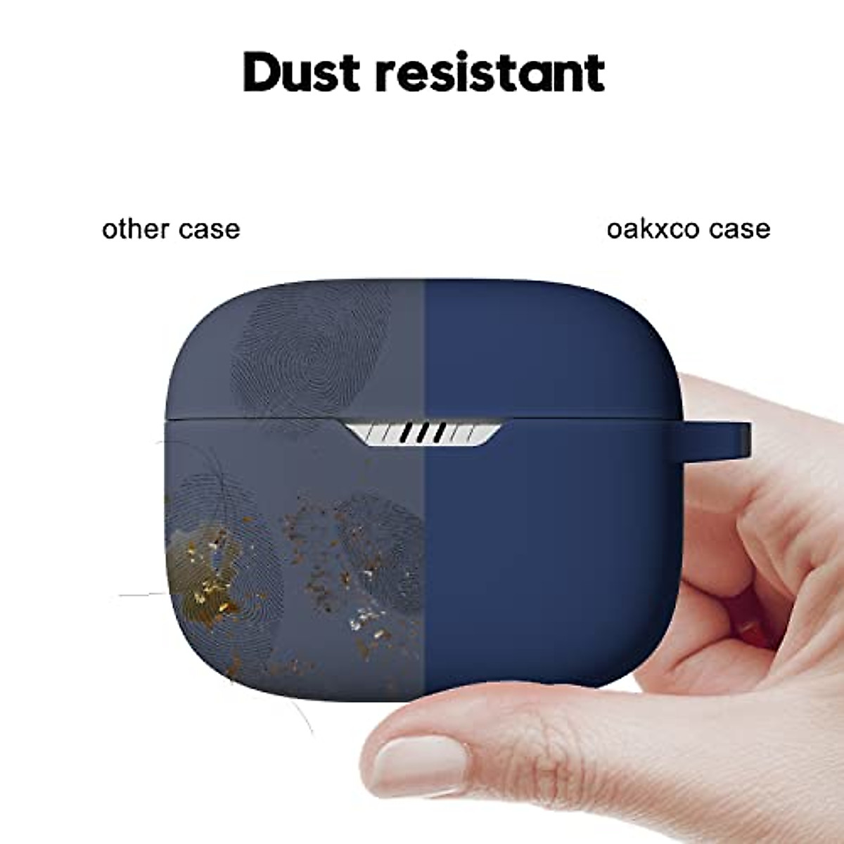 Oakxco JBL Tune 230NC TWS Case Silicone, Soft Rubber Gel Shockproof Hard Protective Cover with Nylon Lanyard, Slim Fit Thin Skin Sleeve Charging Case for Women Girl Cute, Midnight Blue