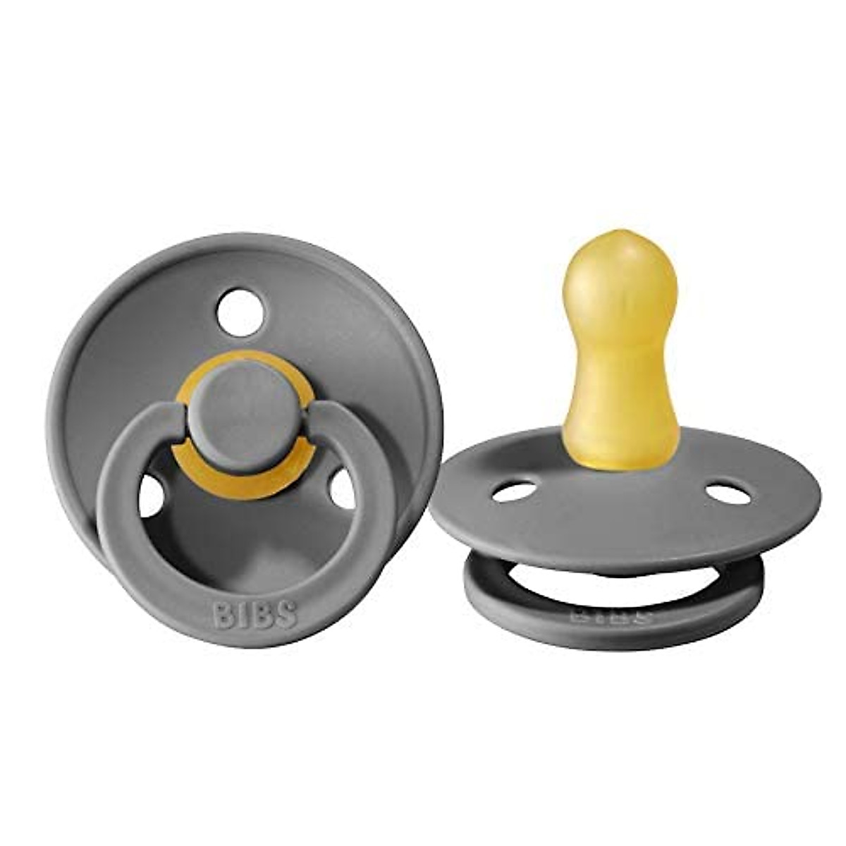 BIBS Pacifiers | Natural Rubber Baby Pacifier | Set of 2 BPA-Free Soothers | Made in Denmark | Smoke | Size 6-18 Months