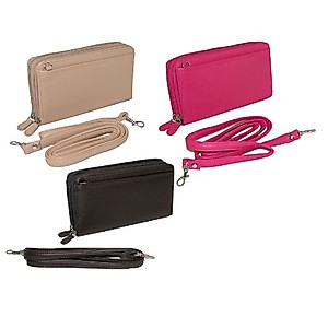 Buxton Pebbled Double Zip String Along Wallet BLACK