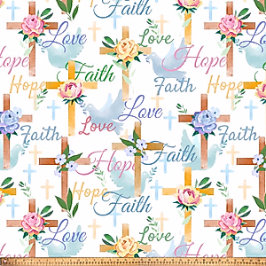 Faith, Hope and Love Crosses Anti-Pill Premium No-Sew Throw Fleece Fabric Kit (50x60)