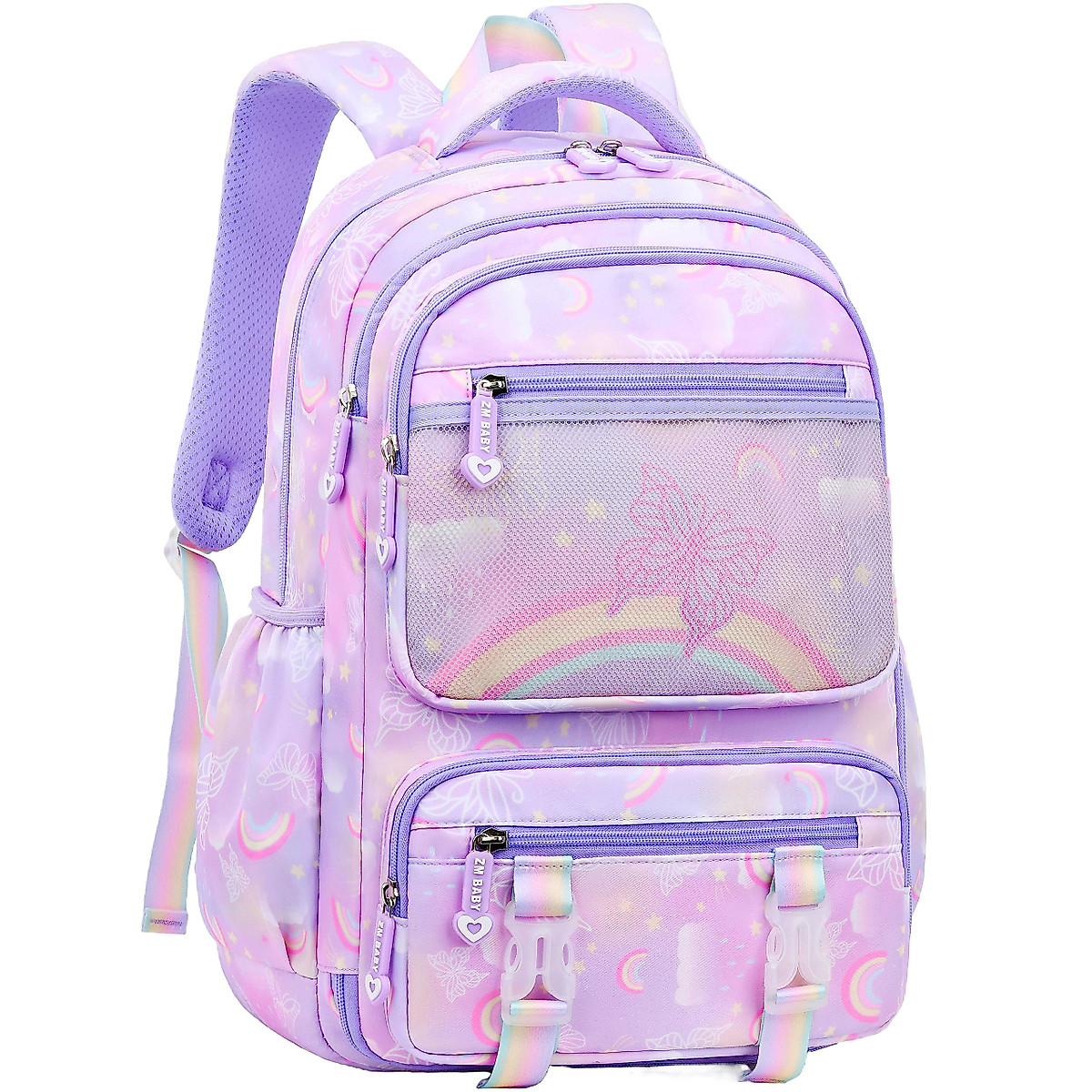 Vimivon Girls Backpack for Kids 6-8 Butterfly Backpacks for Girls 8-10 1st 2nd Grade Kindergarten Preschool Elementary School,Purple