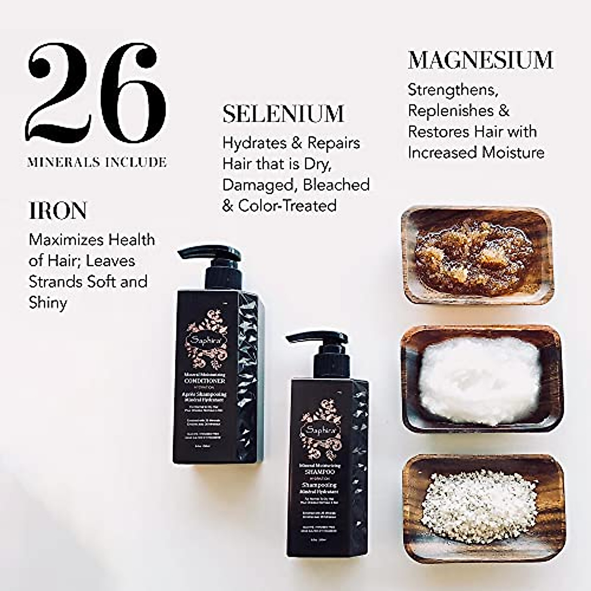 Saphira Mineral Moisturizing Conditioner, Hydrating Deep Conditioner for Dry, Damaged, Bleached & Color-Treated Hair, Sulfate-Free, Paraben-Free, Nourishes Lifeless Hair, 34 Ounce, Original Packaging