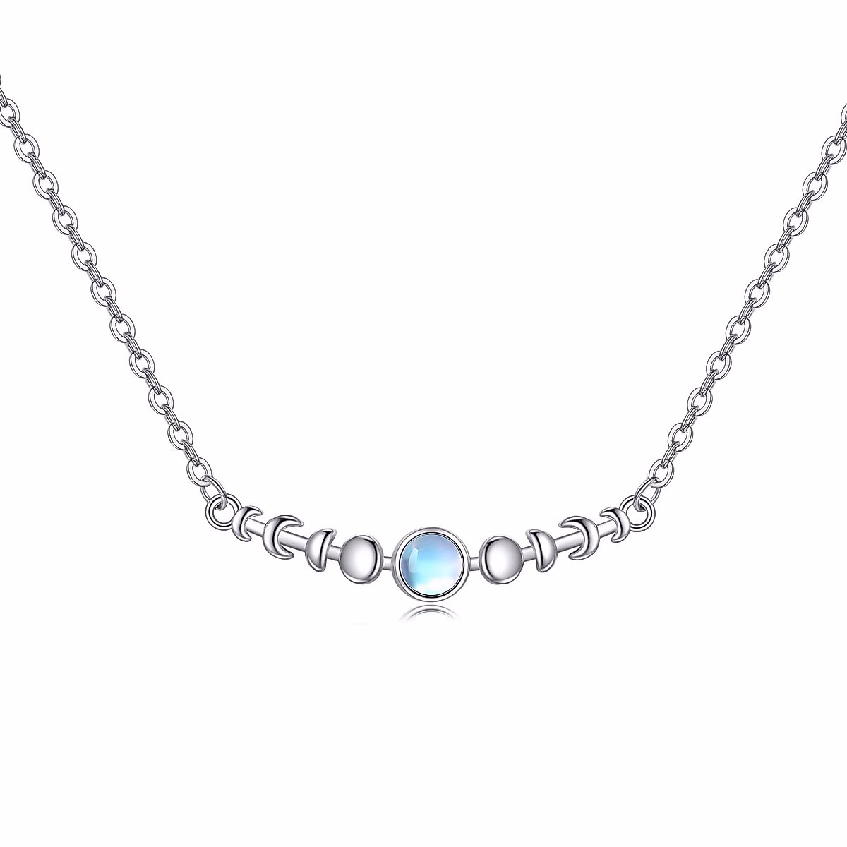 CRMAD Moon Phase Necklace Sterling Silver Moonstone Pendant Mother's Day Gifts for Mom (moon phase)