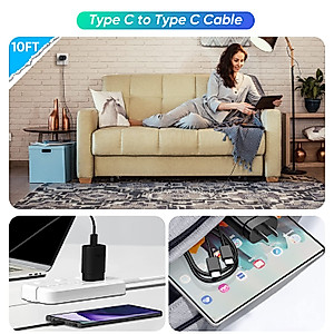 10FT Long Samsung Charger Fast Charging Cord & 2Pack 25W USB-C Super Fast Charging Black PD/PPS Wall Charger Type-C Block for Samsung Galaxy S23/S22/S22 Ultra/S22/S21/Note20/iPhone 15/Plus/Pro/Pro Max