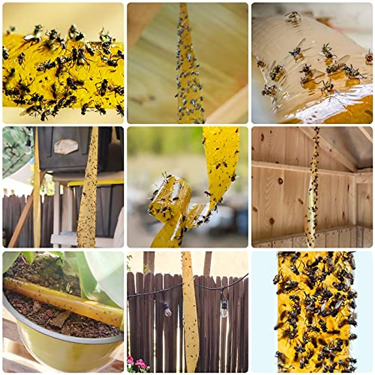 40 Pack Fly Strips Indoor Sticky Hanging, Fly Paper Strips Indoor Hanging, Fruit Fly Traps for Indoors/Outdoors, Fly Trap Fly Catcher Gnat Traps for House Fruit Flies