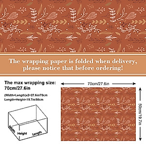 Whaline 12 Sheet Boho Fall Wrapping Paper 6 Style Maple leaf Stripes Pattern Packaging Paper Folded Flat DIY Art Craft Paper for Autumn Holiday Birthday Wedding Baby Shower, 19.7 x 27.6 Inch