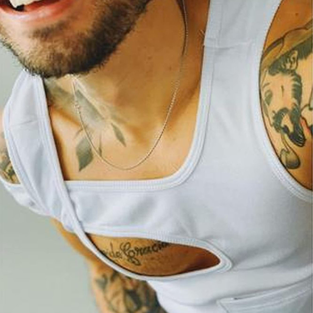 Men's Hot Sexy Crewneck Tank Top Gay Male Solid Sleeveless Muscle Shirts White M