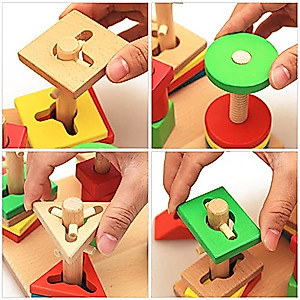 TOTJOY Montessori Toys for 2 Year Olds 18+ Months Wooden Educational Toy for Toddlers Shapes Sorting Stacking Toys Busy Board Sensory Toys Early Development & Activity Toys
