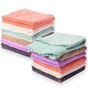 Kyapoo Baby Washcloths 12 Pack 12x12 Inches Microfiber Coral Fleece Extra Absorbent and Soft for Newborns, Infants and Toddlers